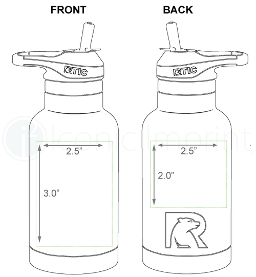 Personalized RTIC 12 oz Cub Water Bottle - Lake Blue | Iconic Imprint