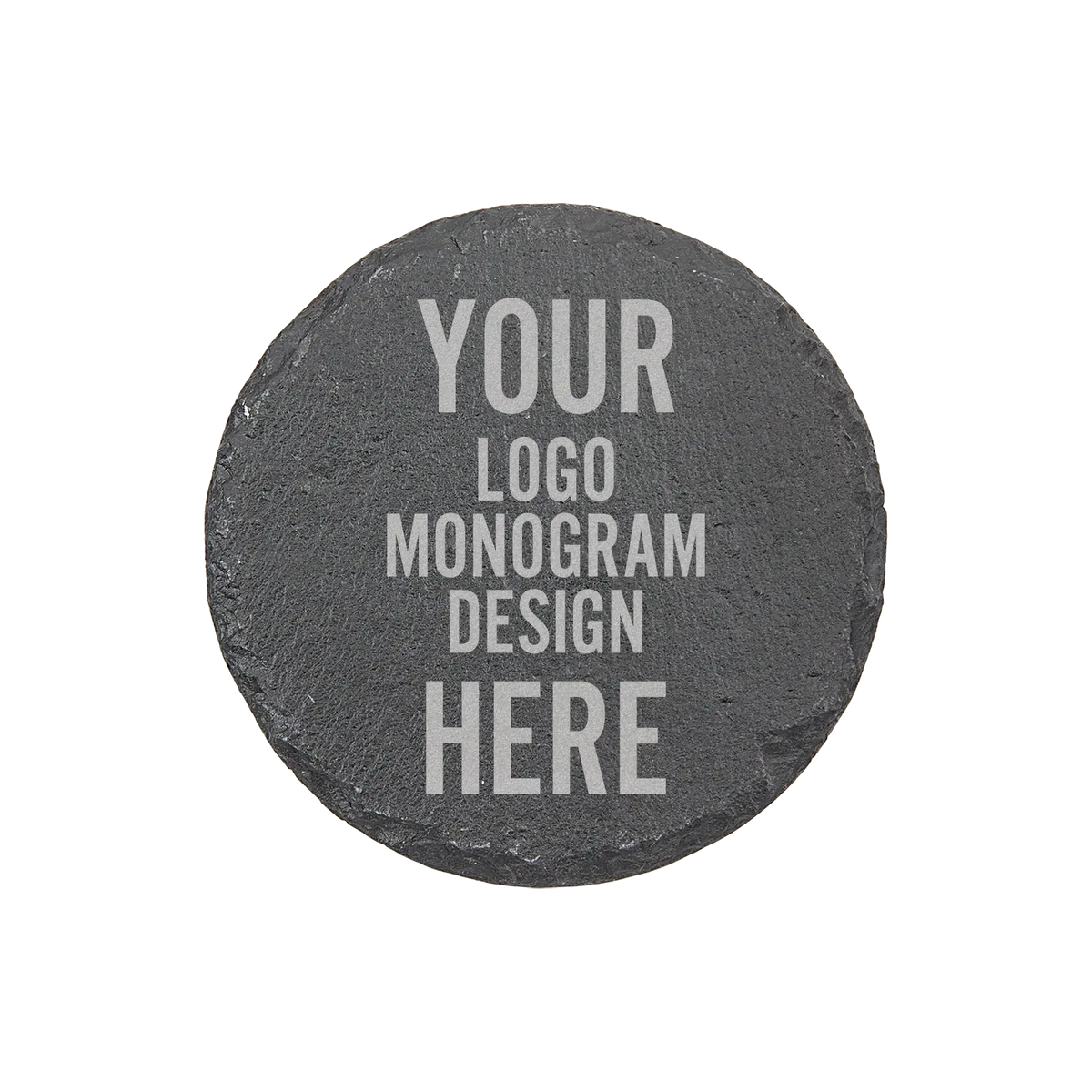 Etched Round Slate Drink Coasters - 4 Pack | Iconic Imprint